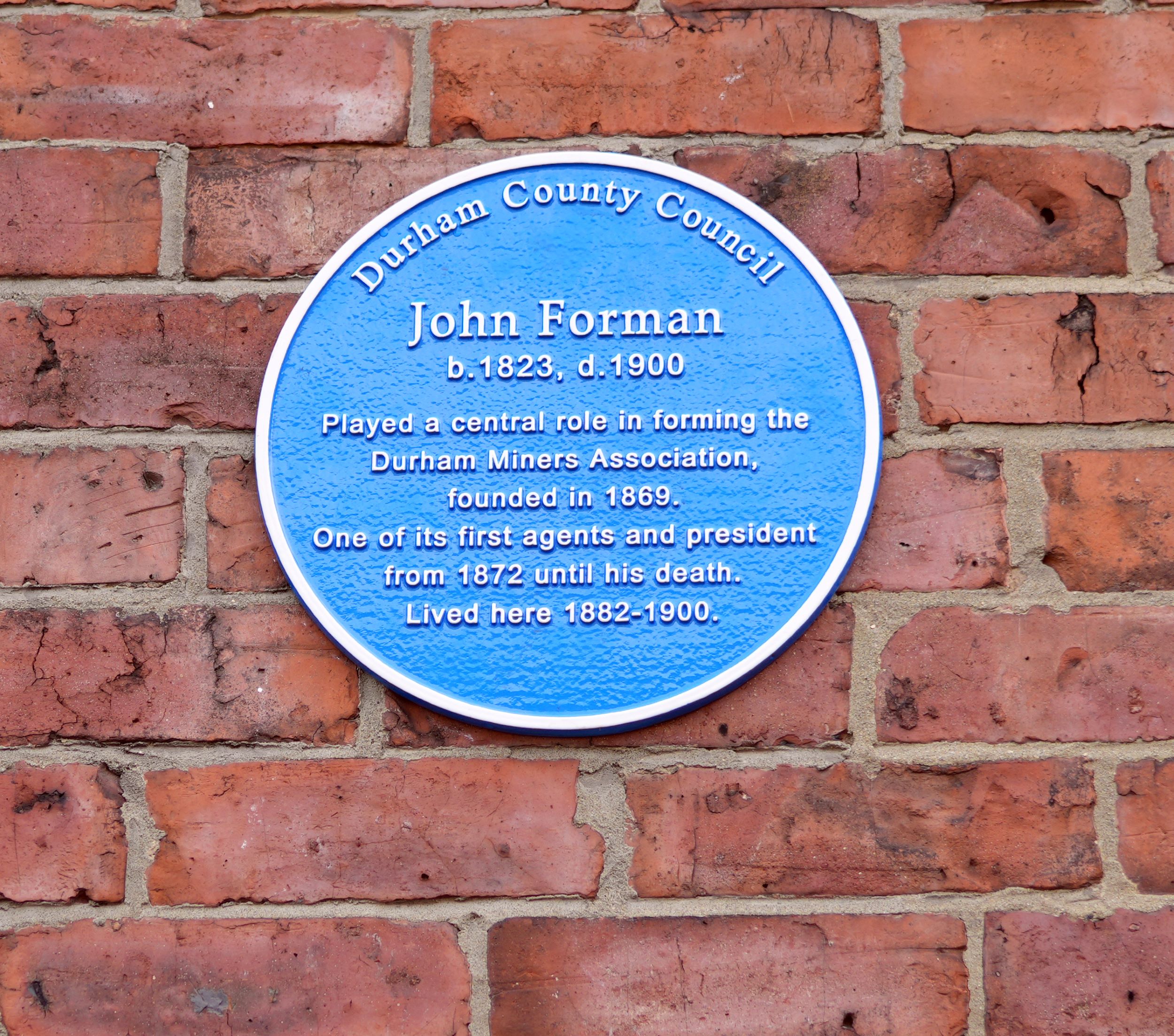 Blue plaque unveiled for John Forman | Redhills Durham | Empowering ...
